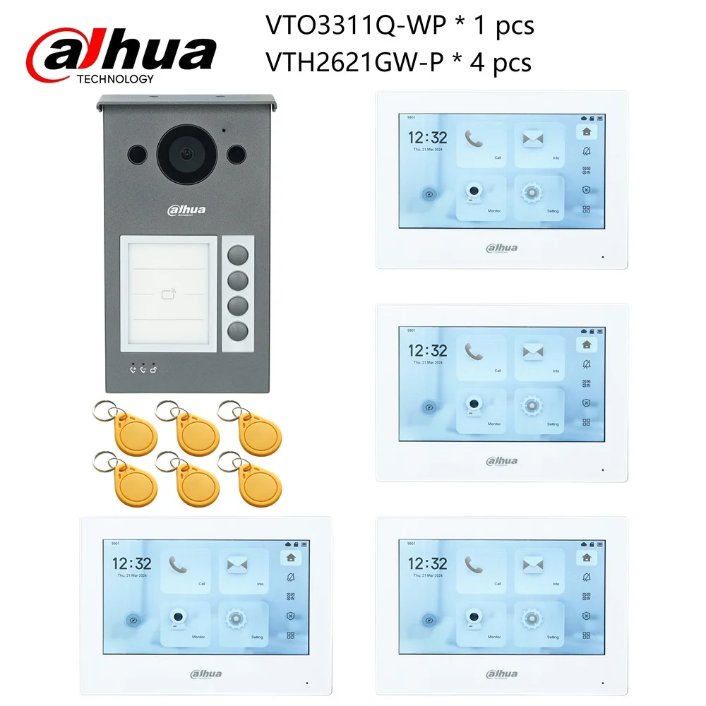 Dahua-Multi-Language-IP-Video-Intercom-KIT-VTO3311Q-WP-VTH2621GW-P-P2P ...