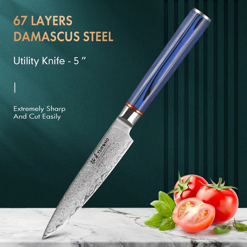 TURWHO-5-inch-Damascus-Steel-Utility-Knife-Sharp-Kitchen-Tools-Chef ...