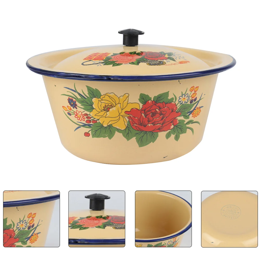 18cm-Basin-with-Lid-Retro-Enameled-Bowl-Handwashing-Basin-Tureen-Pot ...