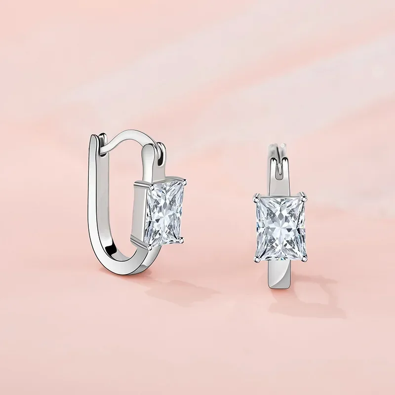Geometry-Square-U-Shape-Buckle-Half-Round-Zircon-Stud-Earrings-for ...