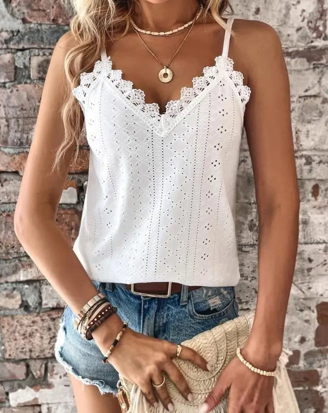 2023-New-Casual-Women-s-Tank-Top-Traf-Official-Store-Scallop-Trim ...