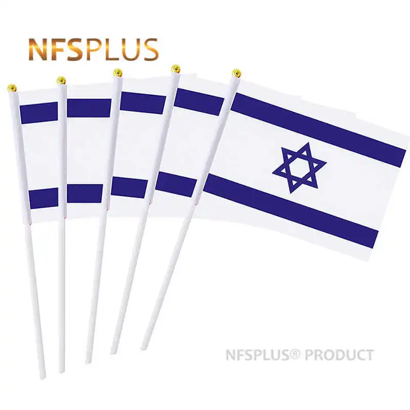 10-Pack-Hand-Held-Israel-Flag-Small-14x21cm-Mini-Stick-Israeli-Flags ...