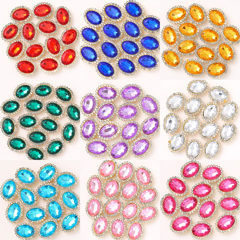 20pcs mix colors 10x14mm Oval glass crystal lace claw rhinestones ...