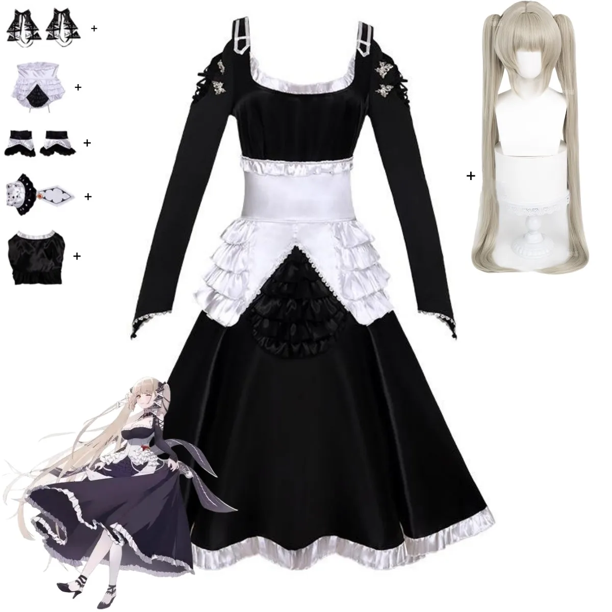 Anime Game Azur Lane HMS Formidable Cosplay Costume Black White Maid ...