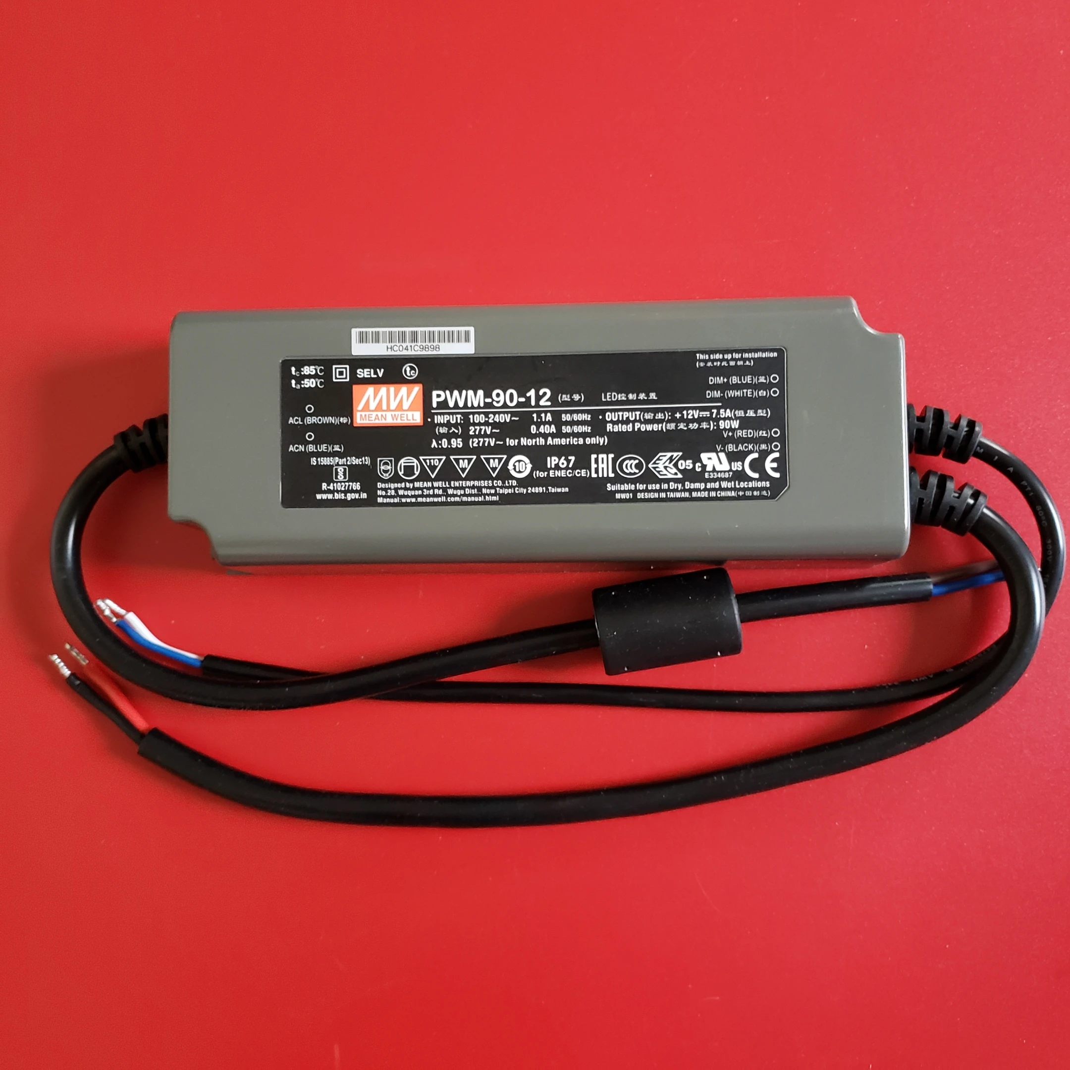 MEAN MELL PWM-90-12/24/36/48 90W Constant Voltage PWM Signal Output IP67 Waterproof PFC