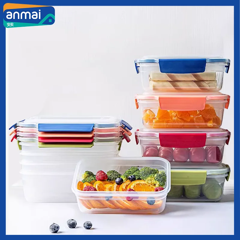 Anmai-Four-sided-Locking-Sealed-Plastic-Food-Storage-Containers-Set ...