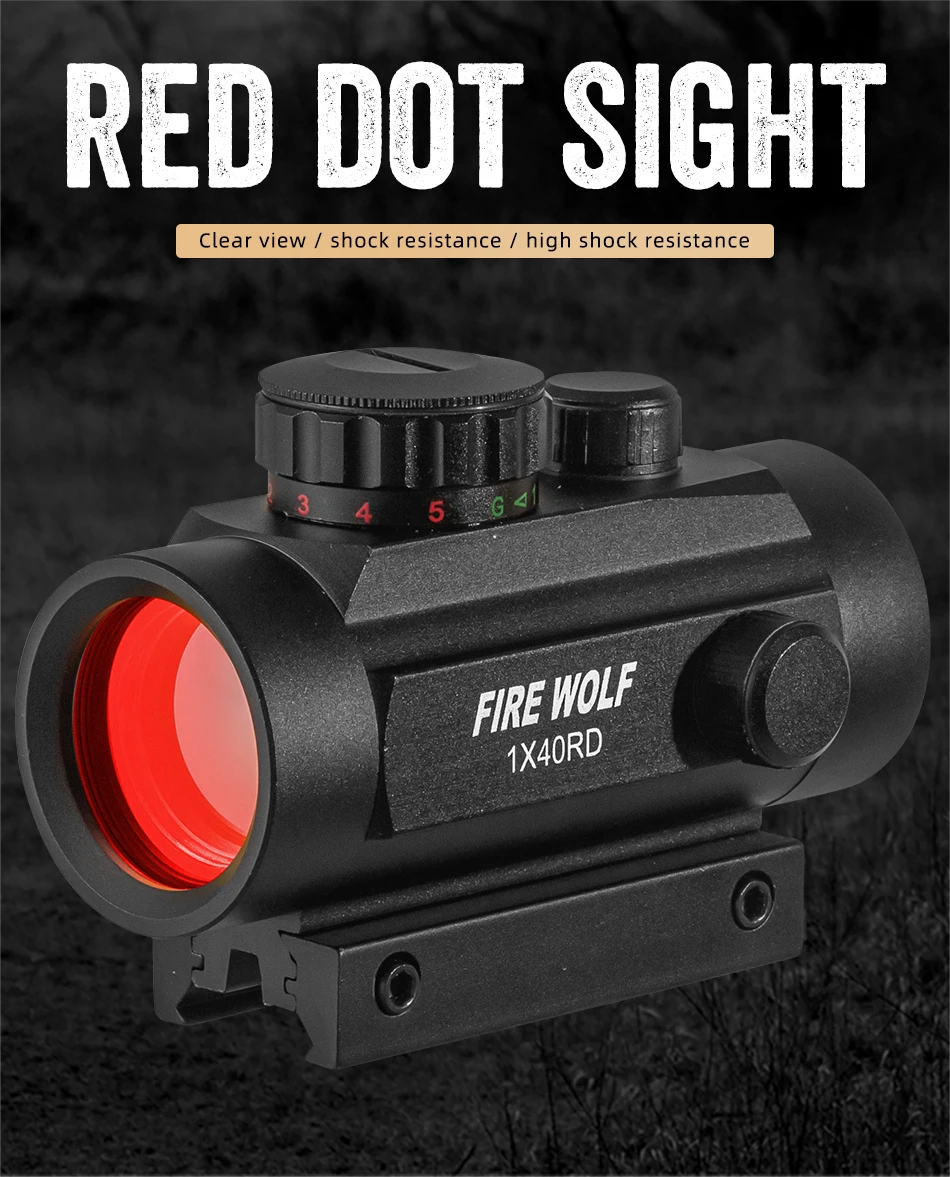 FIRE WOLF 1x40 Hunting Tactical Holographic Riflescopes Red Green Dots ...