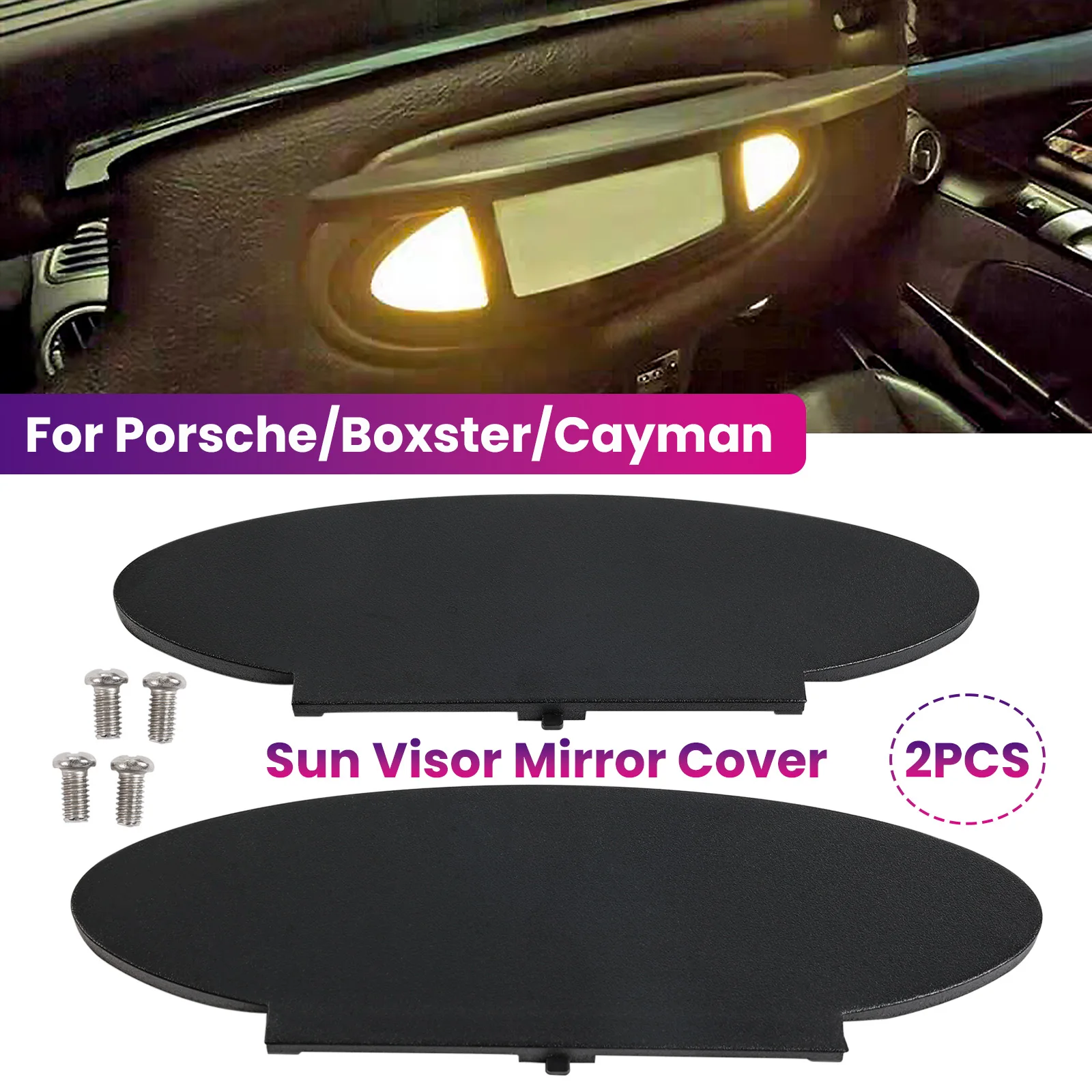 2PCS Car Sun Visor Interior Vanity Mirror Cover For Porsche 911 996 / ...