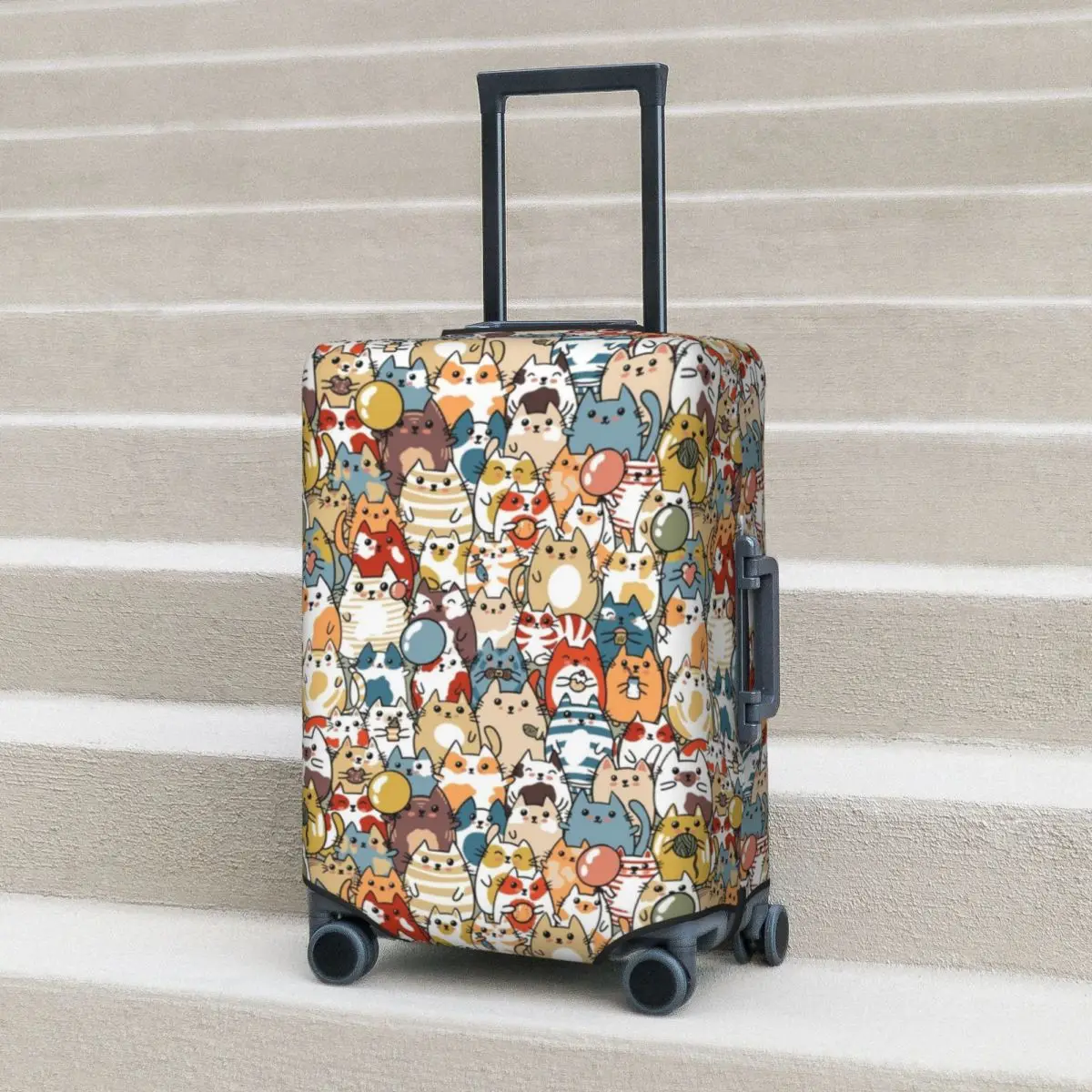 Cute-Cats-Repeat-Suitcase-Cover-Colourful-Funny-Animals-Cartoon-Holiday ...