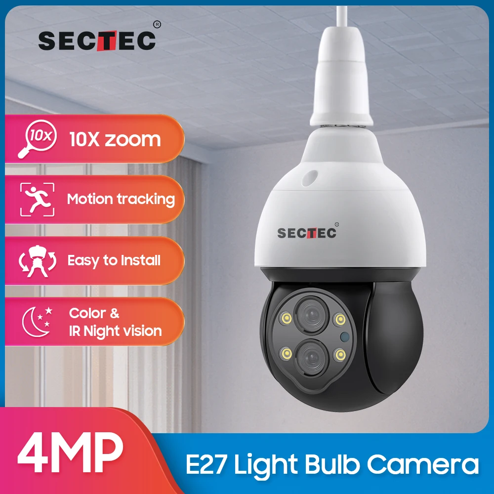 SECTEC-2MP-E27-Bulb-Surveillance-Camera-Night-Vision-Full-Color-Human ...
