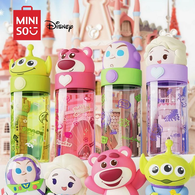 MINISO-Disney-500ML-Elsa-Water-Bottle-Transparent-Cartoon-Lotso-Water ...