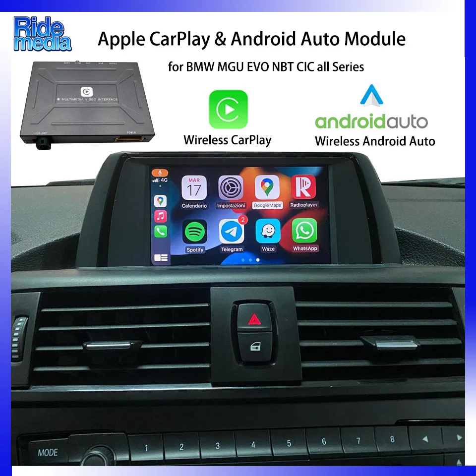RideMedia 2026 Wireless Apple CarPlay Android Auto Module for BMW CIC ...