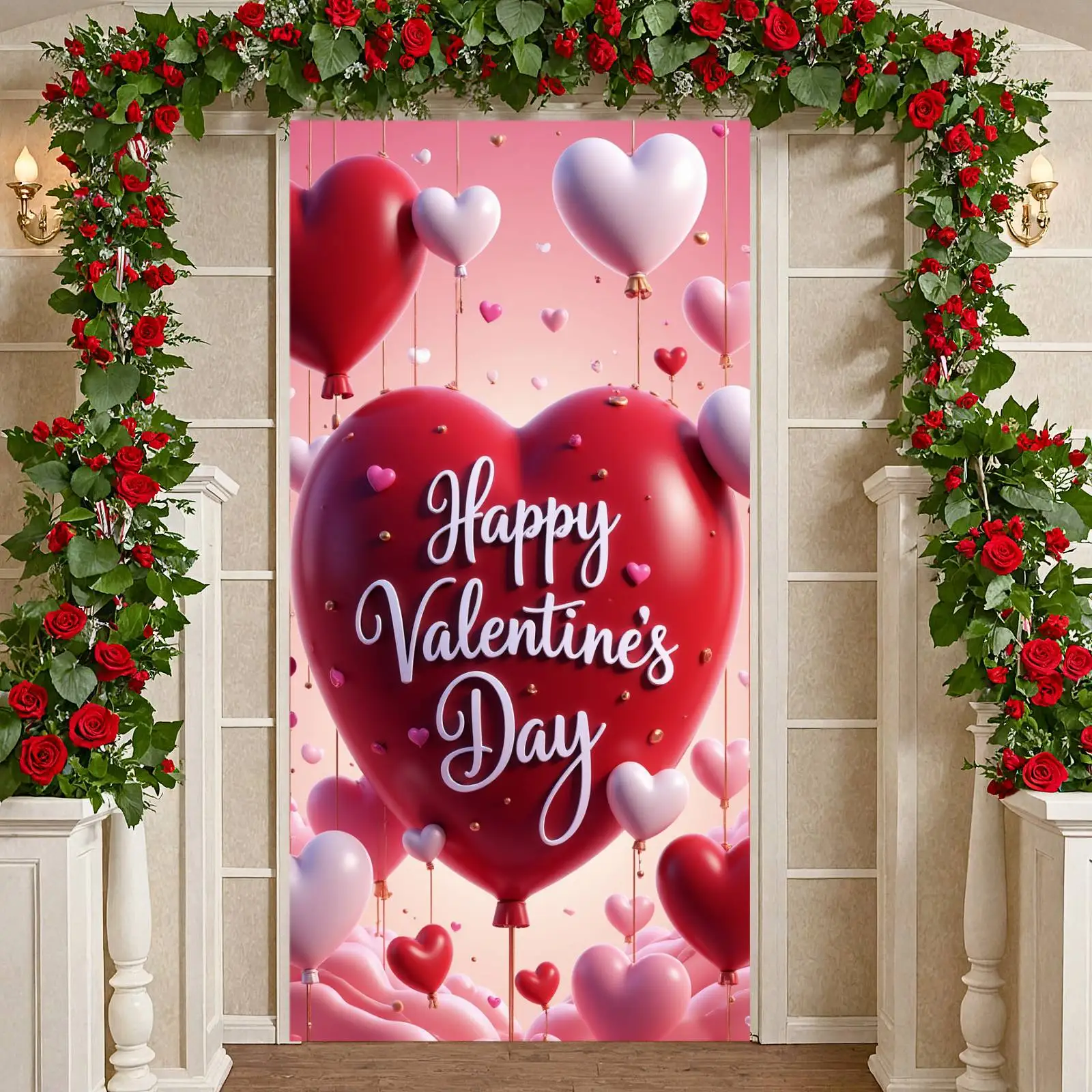Valentine's Celebration Banner Red Heart Heart Display Romantic ...