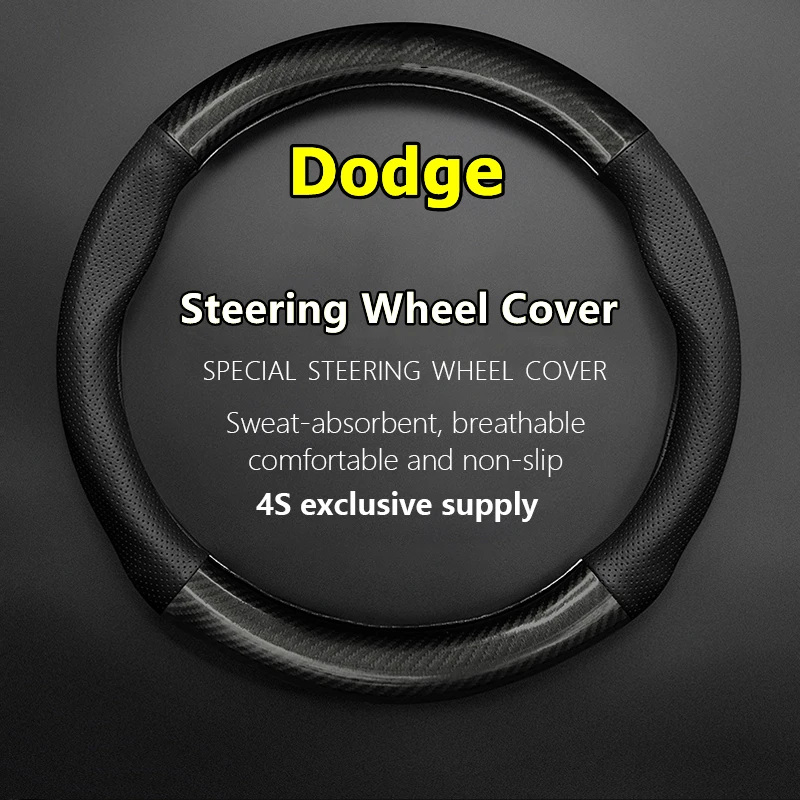 For Dodge Steering Wheel Cover Leather Carbon Fiber Fit Charger ...