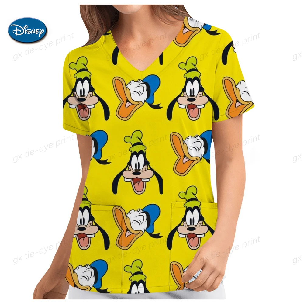Disney Goofy Print Nursing Scrubs Tops Women Working Uniform Blouse ...