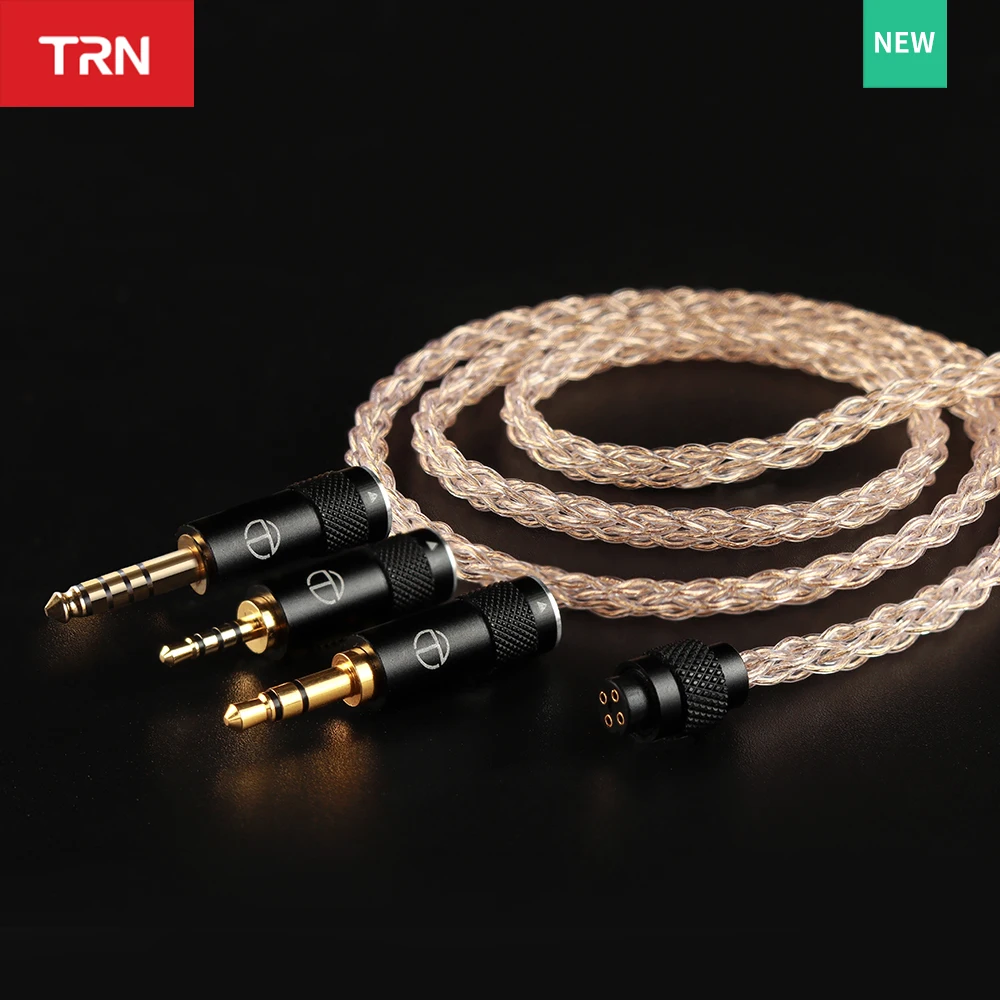 TRN TX 이어폰 케이블 8 코어 단결정 구리 도금 리얼 골드 업그레이드 분리형 iem 케이블, TRN MT1 V90 TA1 ...