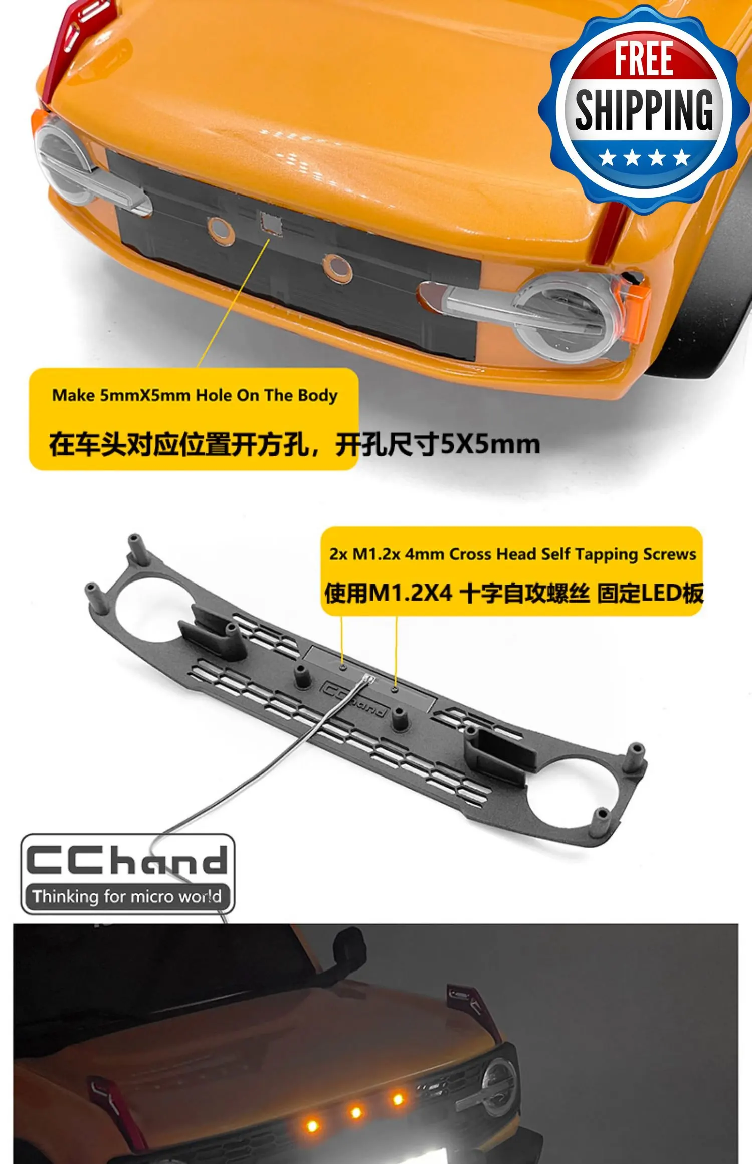 CchandナイロンフロントグリルledライトTRX4ためブロンコ1/10 rcカーパーツ - AliExpress 26