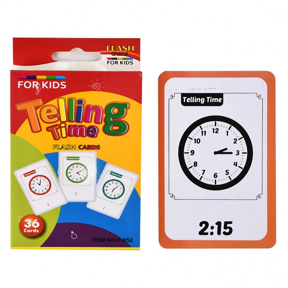 Kids Telling Time Flash Cards Montessori Clock Time Cognition Baby ...