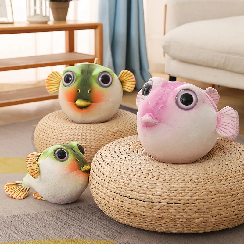 Real Life Pufferfish Plush Toy for Kids Soft Stuffed Sea Animal Doll ...