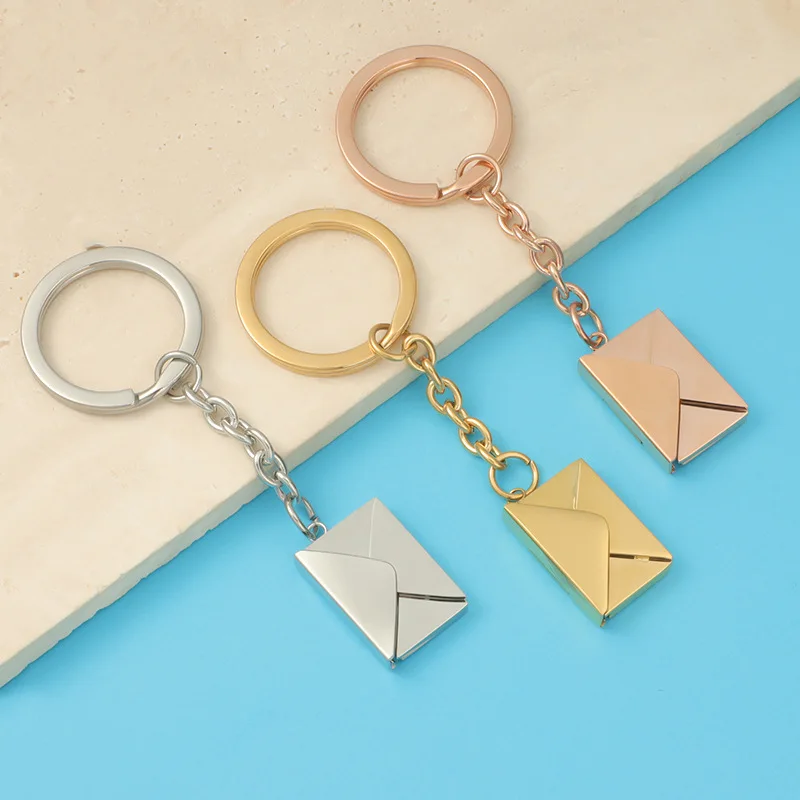 5PCS-Stainless-Steel-Detachable-Envelope-Pendant-Keychain-Metal ...