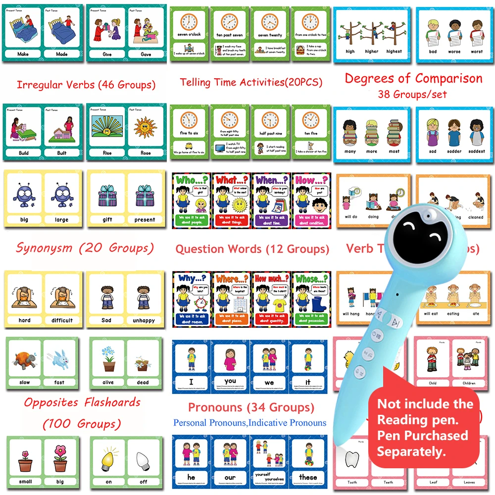 46 Groups/set Irregular Verbs Montessori English Word Pocket Flash Card ...