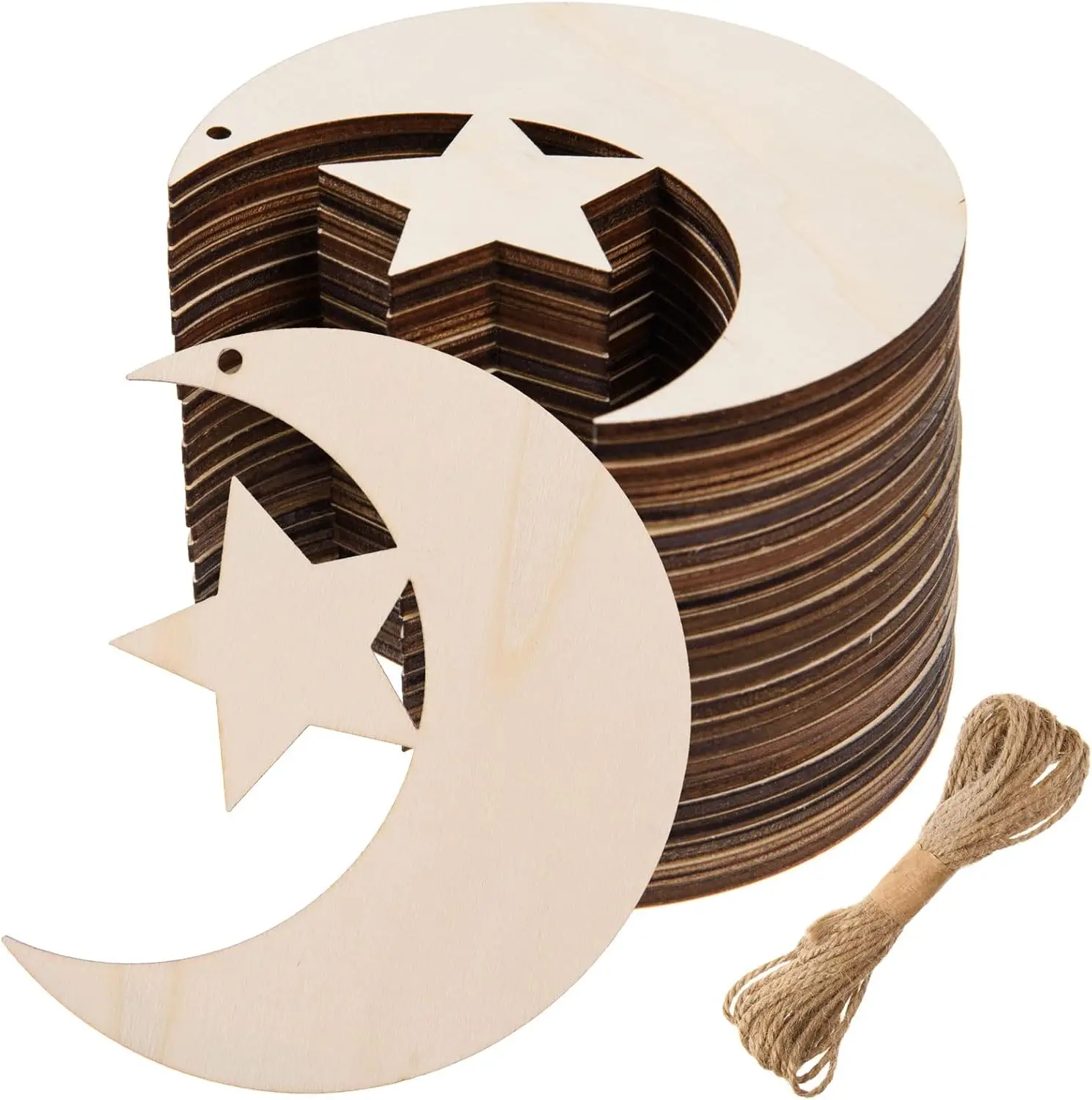 Wooden Moon Star Cutouts Unfinished Wooden Moon Star Shape Ornaments ...
