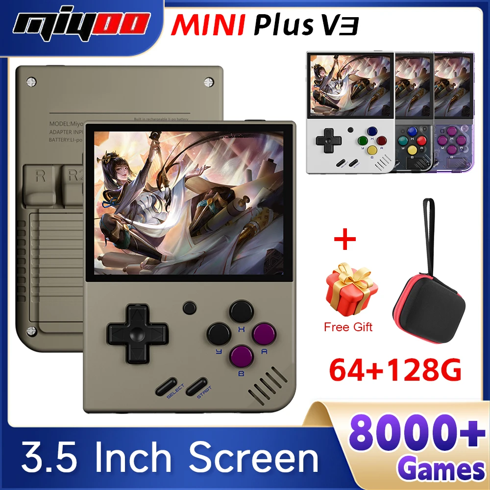 MIYOO MINI + Plus Portable Retro Game Console 3.5” IPS HD Screen WIFI ...