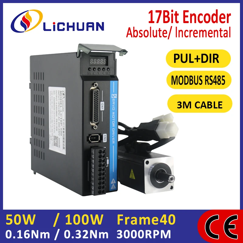 Lichuan-50W-100w-servo-motor-with-AC-servo-driver-set-1phase-AC220V-low ...