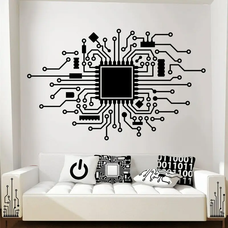 Decoration Computer | Stickers Wall Circuits | Office Sticker Wall ...