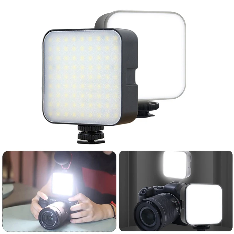 6500K LED Video Light Camera Fill Lights Lamp with 3 Cold Shoe Portable ...