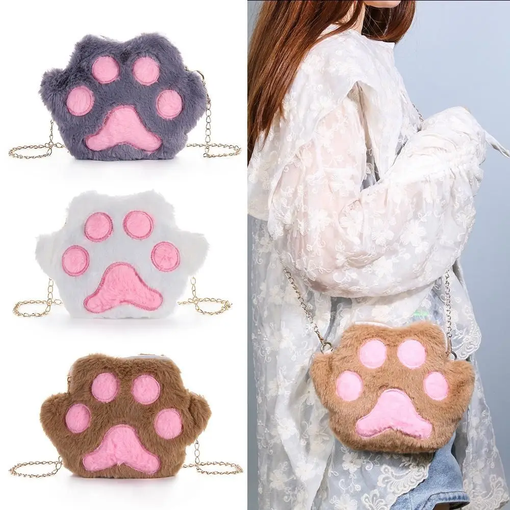 Cute-Cat-Paw-Shoulder-Bag-Plush-Bear-Bag-Shoulder-Bag-Crossbody-Handbag ...