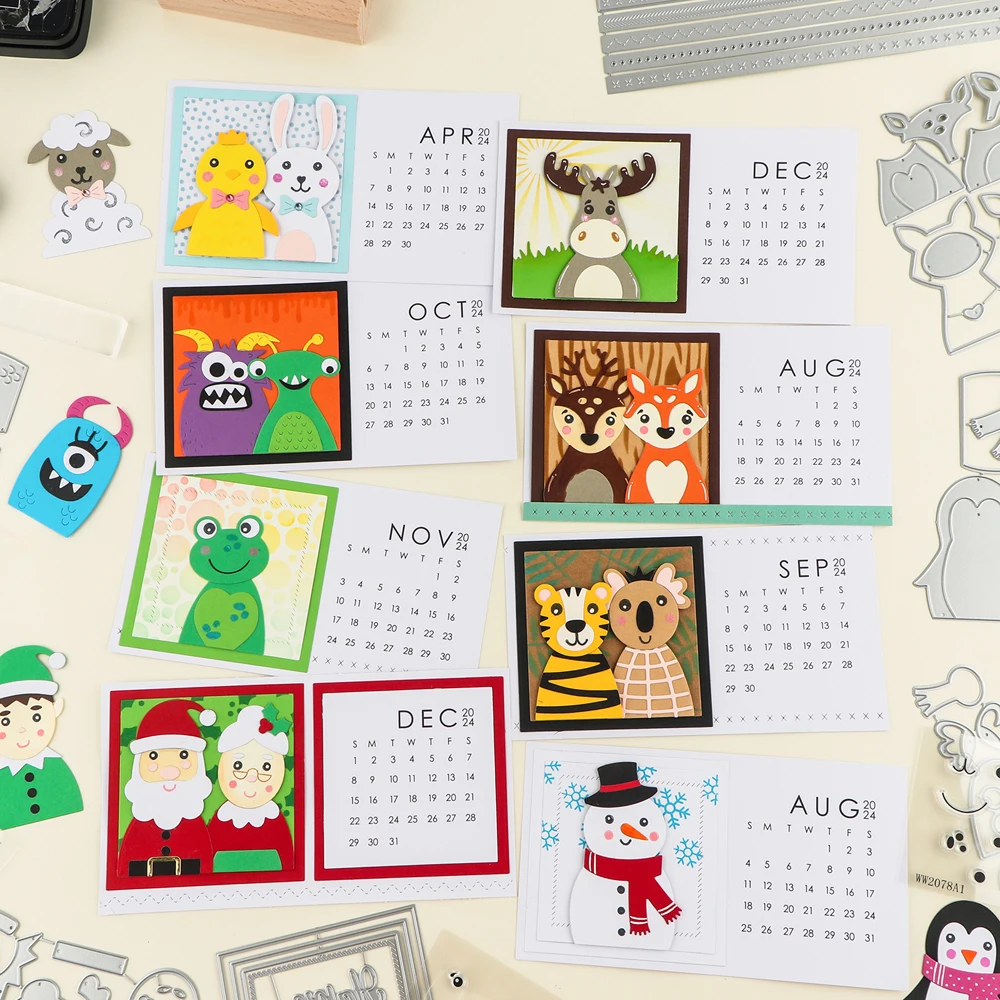 Funny-2024-Landscape-Desk-Calendar-Animals-Diecut-Florals-Square ...