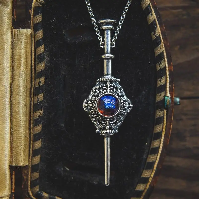 Beautifully Engraved Wizarding World Necklace Wand Magic Stone Pendant ...