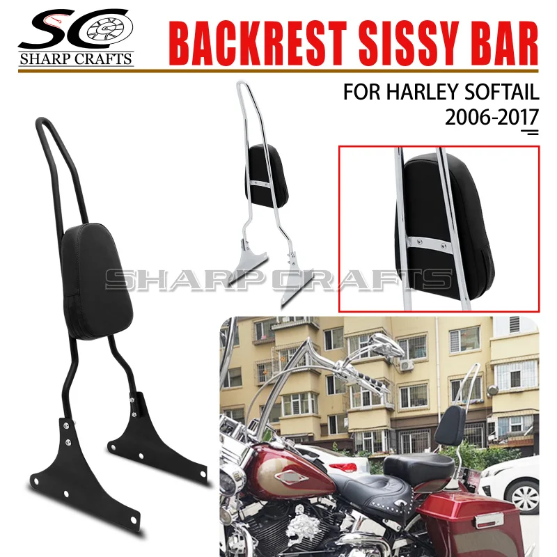 Motorcycle Spike Bow Passenger Backrest Sissy Bar Back Cushion For ...