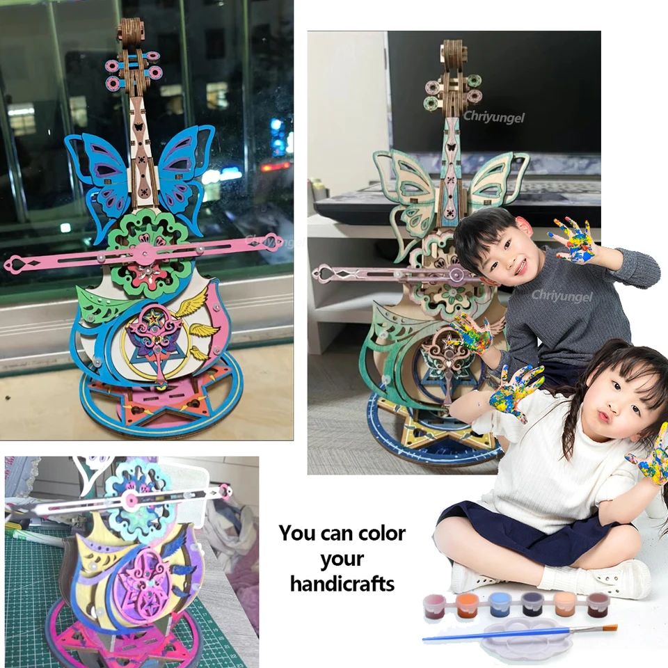 Erin Condren Canada 3D Wooden Cello Puzzle Music Box - DIY Model ...