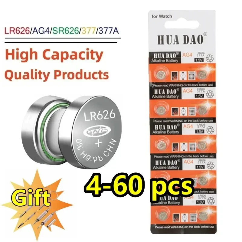 4-60pcs-AG4-377-LR626-SR626SW-SR66-LR66-Watch-Battery-377A-1-55V-Silver-Battery-Button.jpg