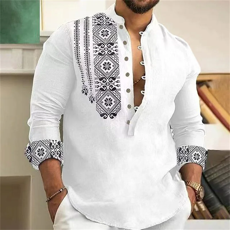 Fashionable-7-Button-Men-s-Long-Sleeve-Shirt-Button-Down-Shirt-Loose ...