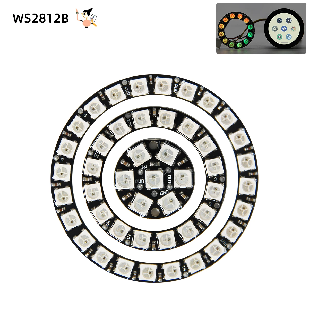 LILYGO-RGB-LED-Ring-7Bit-12Bit-16Bit-24Bit-WS2812-5050-RGB-LED-Matrix ...