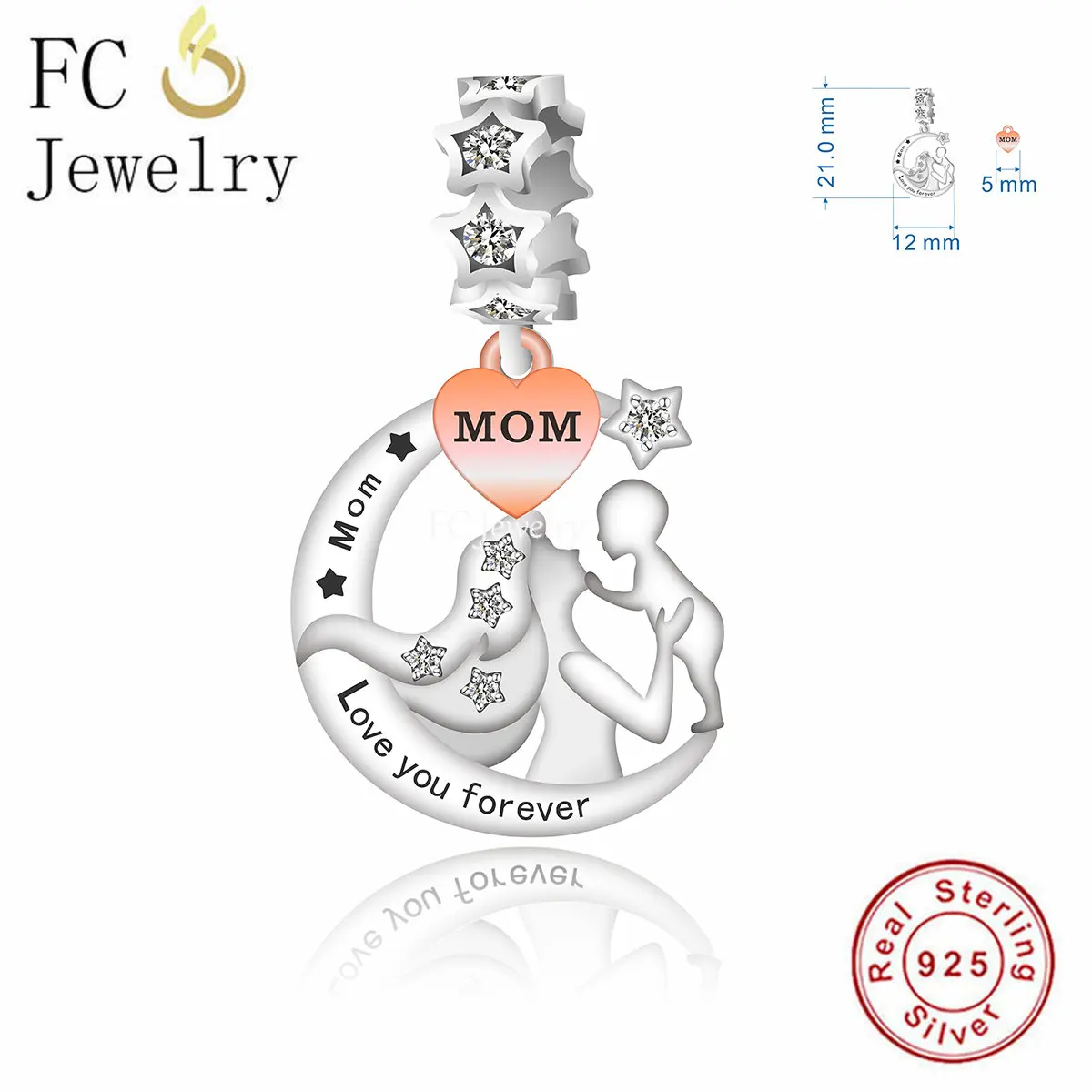 FC-Jewelry-Fit-Original-Charm-Bracelet-925-Silver-Shining-Mom-and-Baby ...