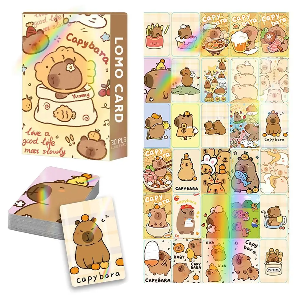 30Pcs-Lovely-Double-sided-Capybara-Photocards-Cartoon-Capybara-Glitter ...