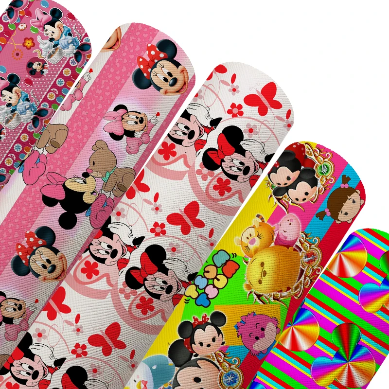 20-134cm-cartoon-print-faux-synthetic-Mickey-Mouse-leather-roll-DIY-bag ...