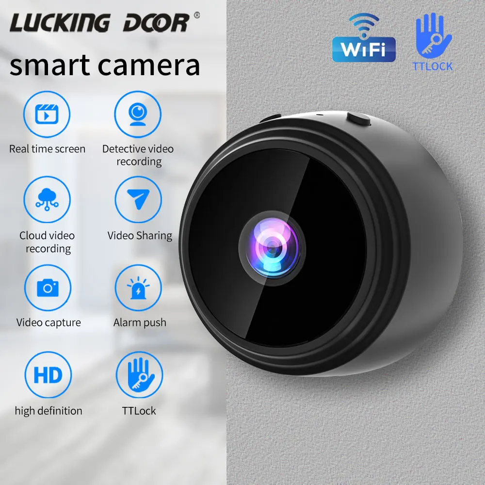 Ttlock wifi mini câmera web filmadora monitor de segurança sem fio hd ...