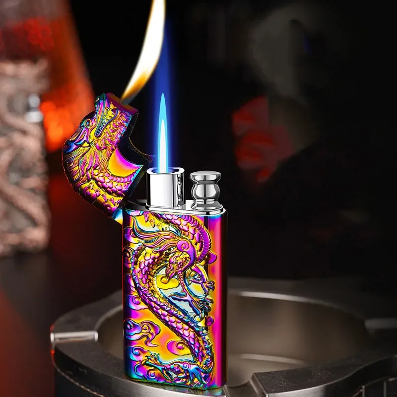 Creative-3D-Dragon-Lighter-Cool-Windproof-Jet-Lighters-Double-Flame ...