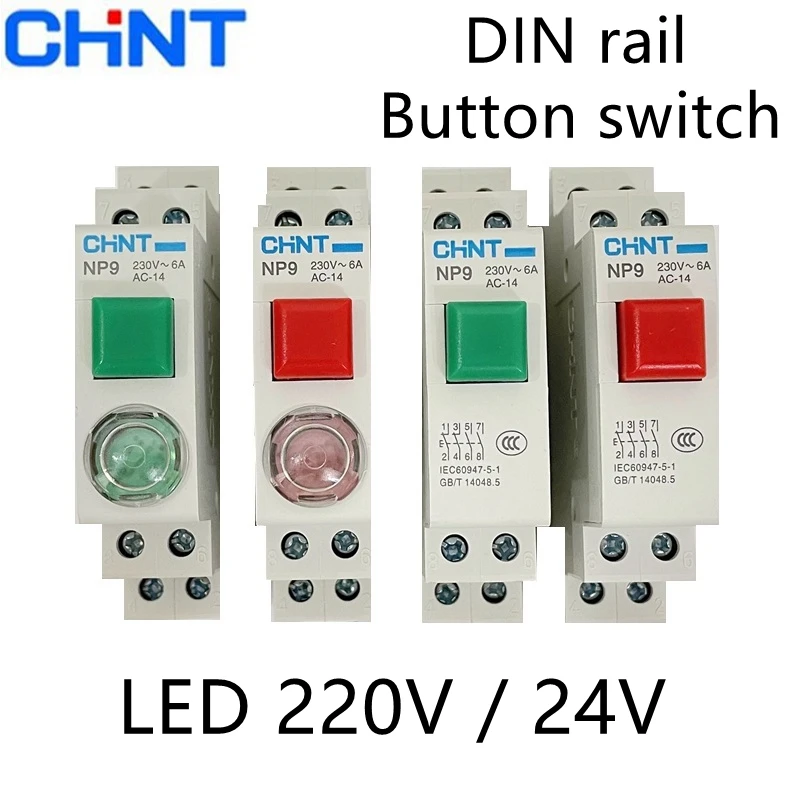 CHINT NP9 Rot Grün 24V Push Button Karte Din-schiene Taste Schalter ...