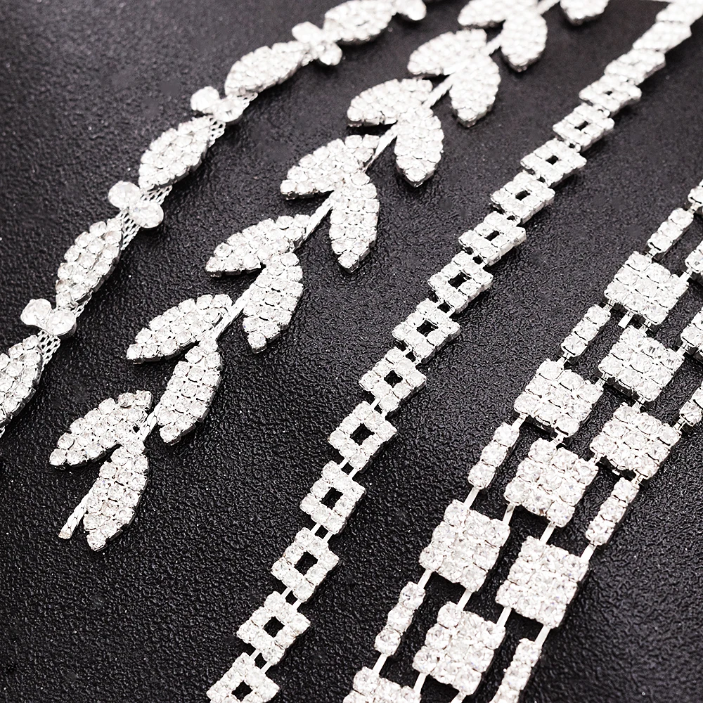 Size-1-silver-rhinestone-chain-Fashion-designer-used-for-dress-bag ...