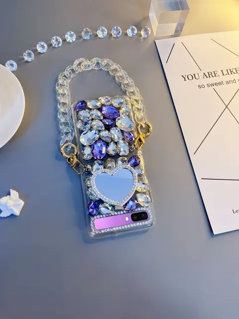 For Samsung Galaxy Z Flip 5 4 3 5G F7110 F7070 Luxury Crystal Stand ...