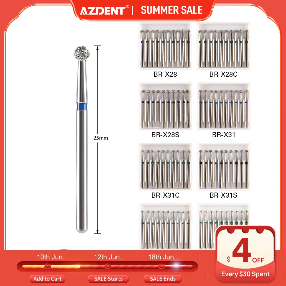 AZDENT Bur De Diamante Dental, Forma Redonda, Handpiece De Alta ...