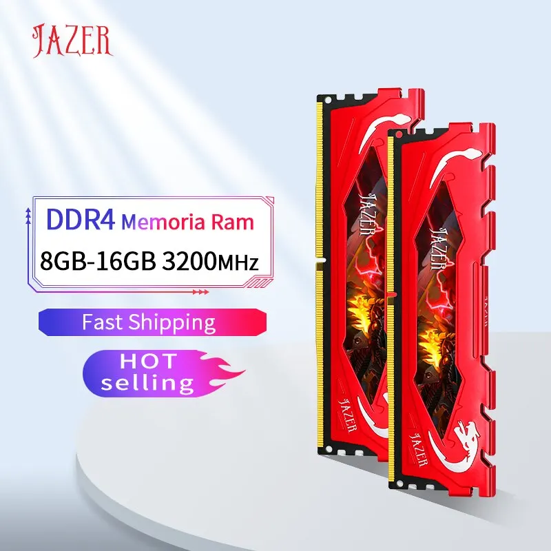 Jazer Desktop Memory, DDR4, 16GB, 8GB, 3200MHz, Dimm, PC4, Desktop ...