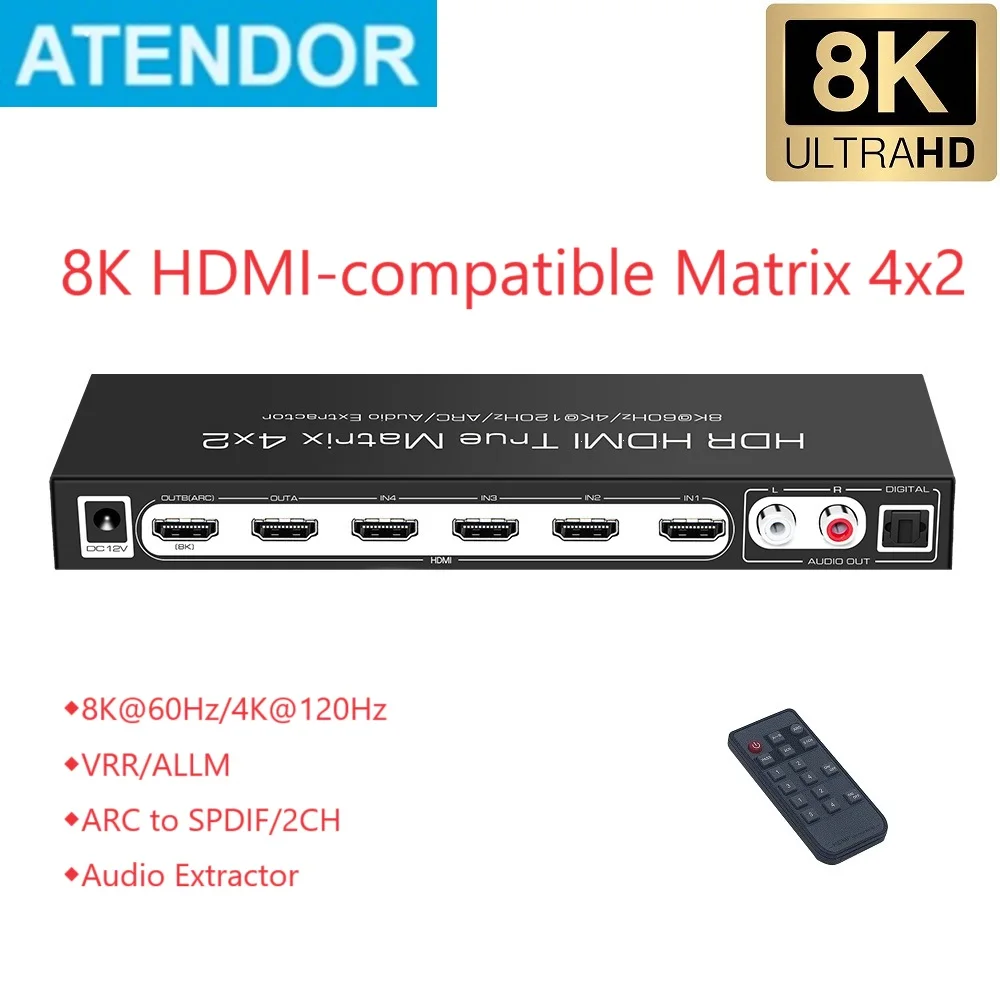 8K-HDMI-compatible-2-1-Matrix-Switcher-4-In-2-Out-ARC-to-SPDIF-2CH ...