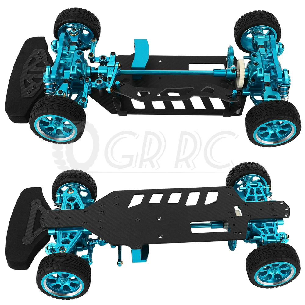Metal Alloy & Carbon Fiber Frame Chassis with Shock Absorbers Wheels Belt Drive For Tamiya TT02 ...